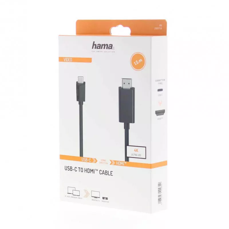 INF Kabel USB-C - HDMI Ultra-HD 4K 1,5m Svart