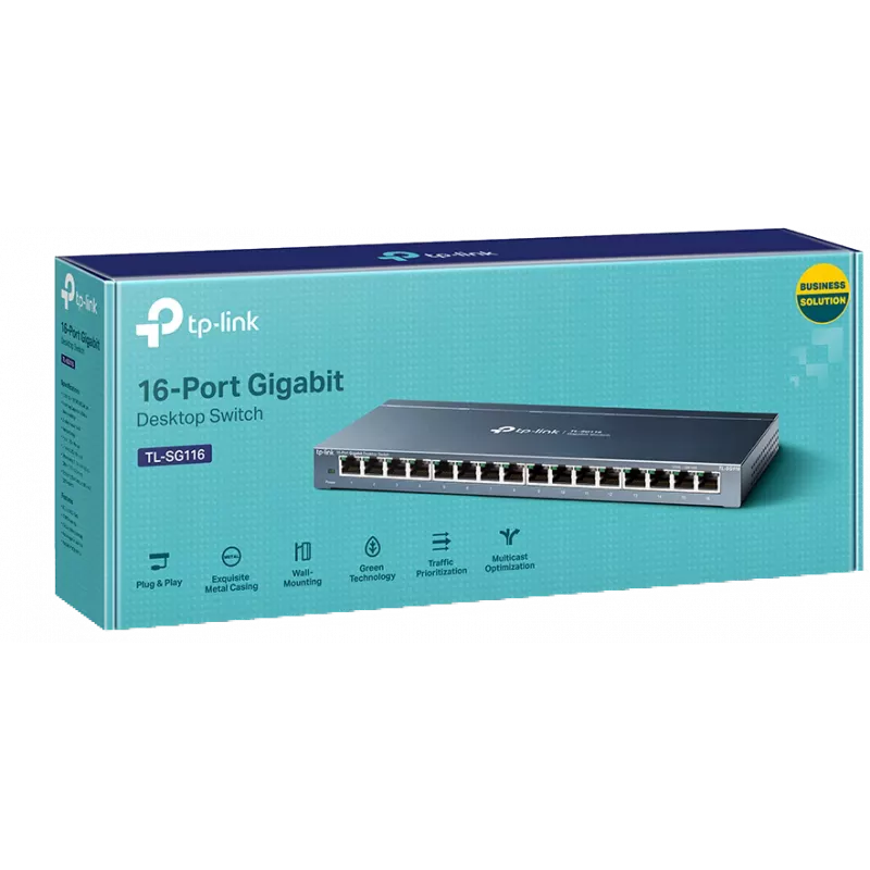 TP-LINK 16-Port desktop switch, Gigabit, plug and play, white
