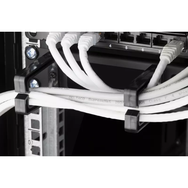 INF 19" Cable panel, 1U, 5 brackets, cable management, black