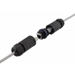 Waterproof coupler 2x Cat6 RJ45 jacks shielded IP67 black