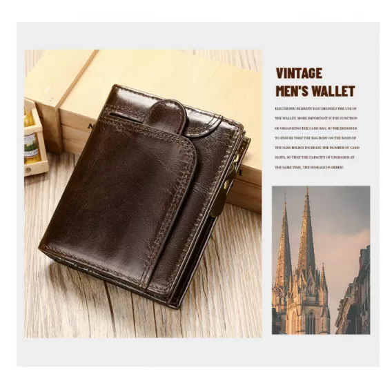 INF RFID-blokkerende skinn lommebok for menn, slank bifold lommebok med