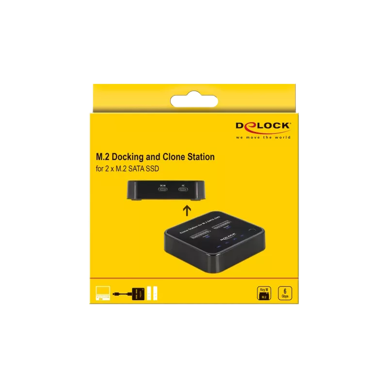 INF Delock M.2 Docking Station for 2 x M.2 SATA SSD with Clone