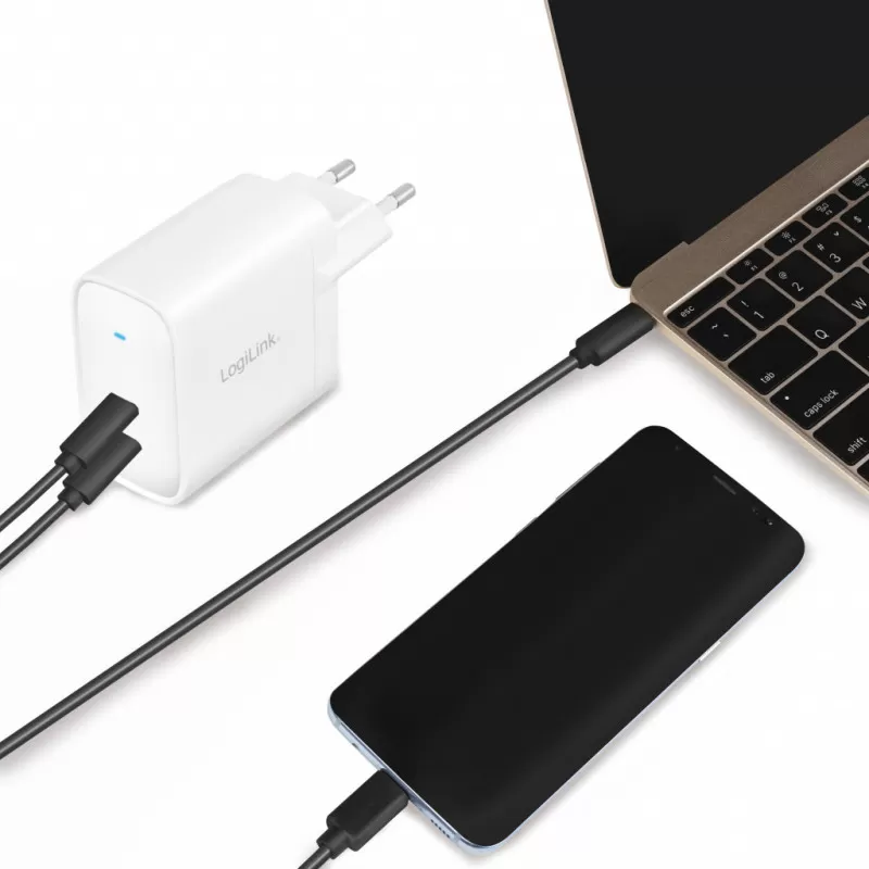 INF USB-lader 2 x USB-C PD 65W GaN
