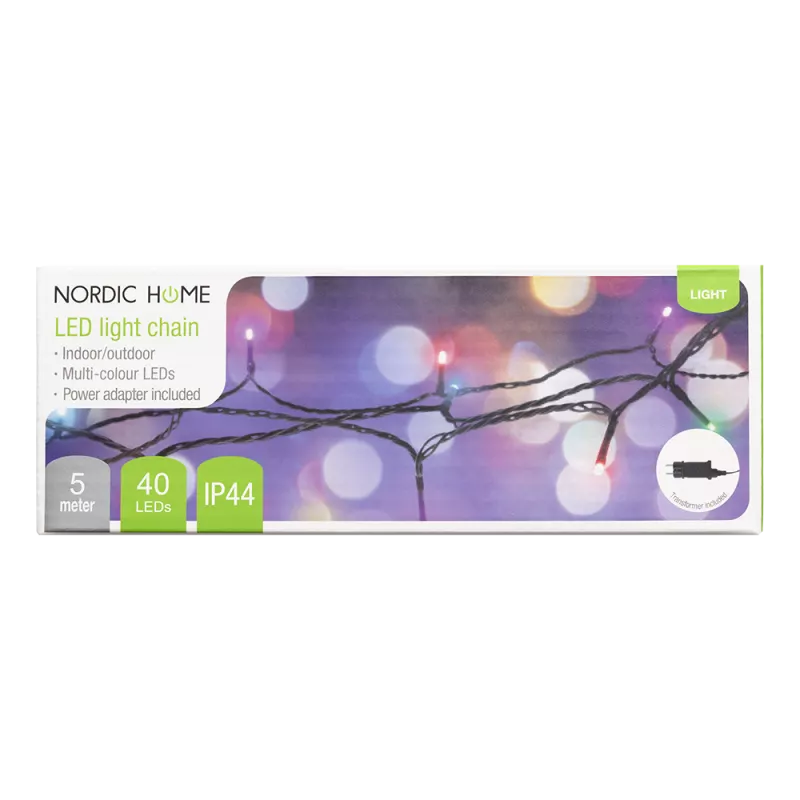 INF Light chain, 5 m, 40 LED, transformator, outdoor, RGB